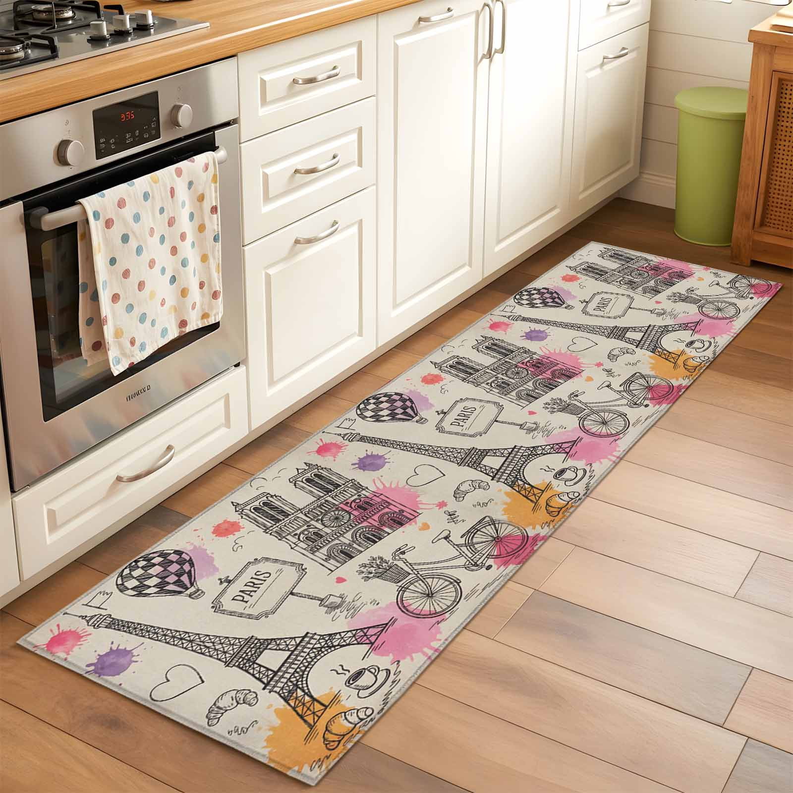 2x6 Kitchen Runner Rug, Valentine's Day Non-Skid Rubber Backing Large ...