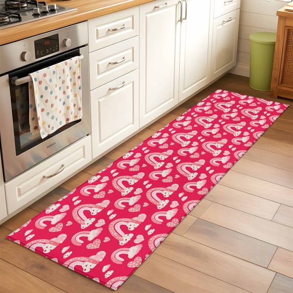 2x6 Kitchen Runner Rug, Valentine's Day Non-Skid Rubber Backing Large ...