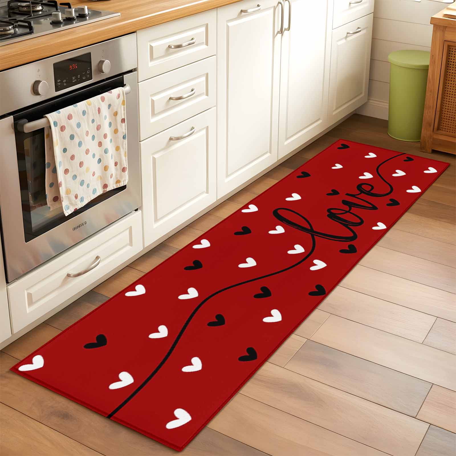 2x6 Kitchen Runner Rug, Valentines Non-Skid Rubber Backing Large ...