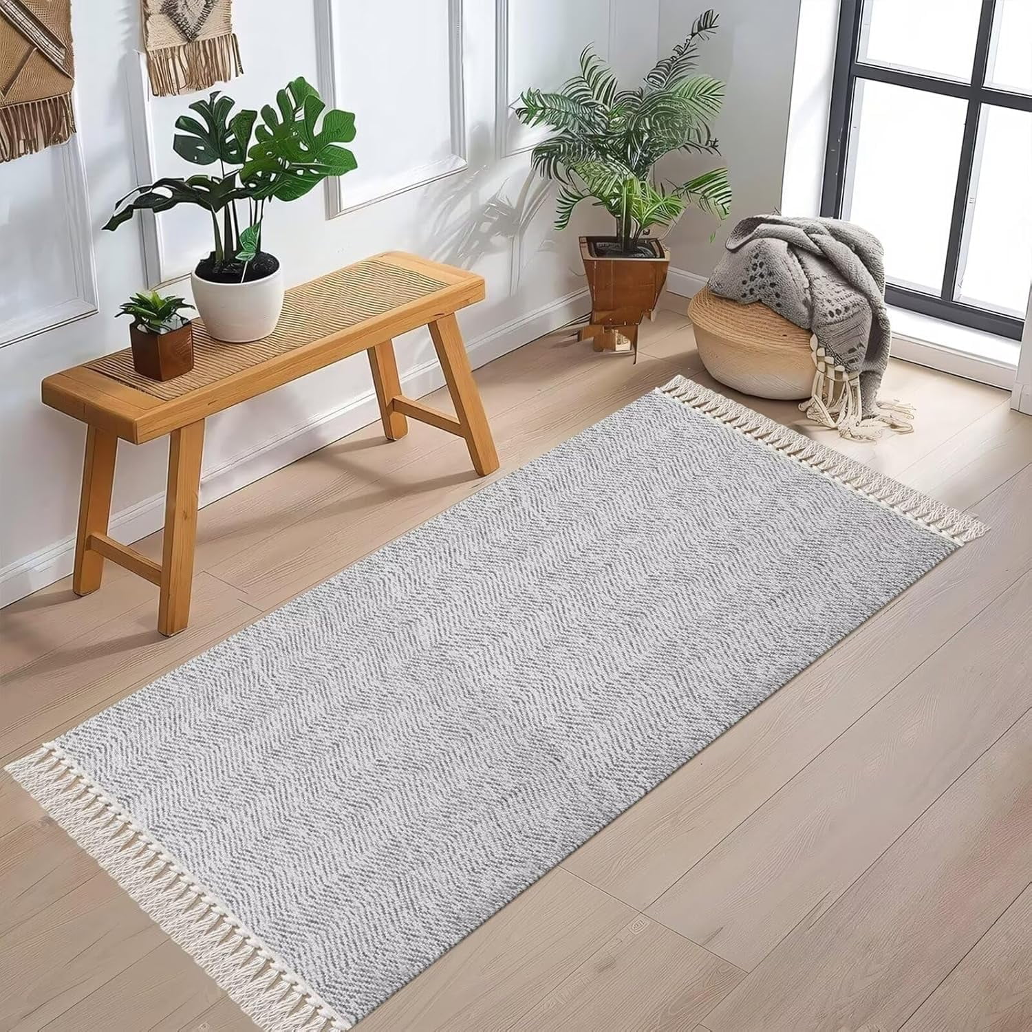 2x6 Kitchen Runner Rug, Washable Reversible Cotton Woven Rug with ...