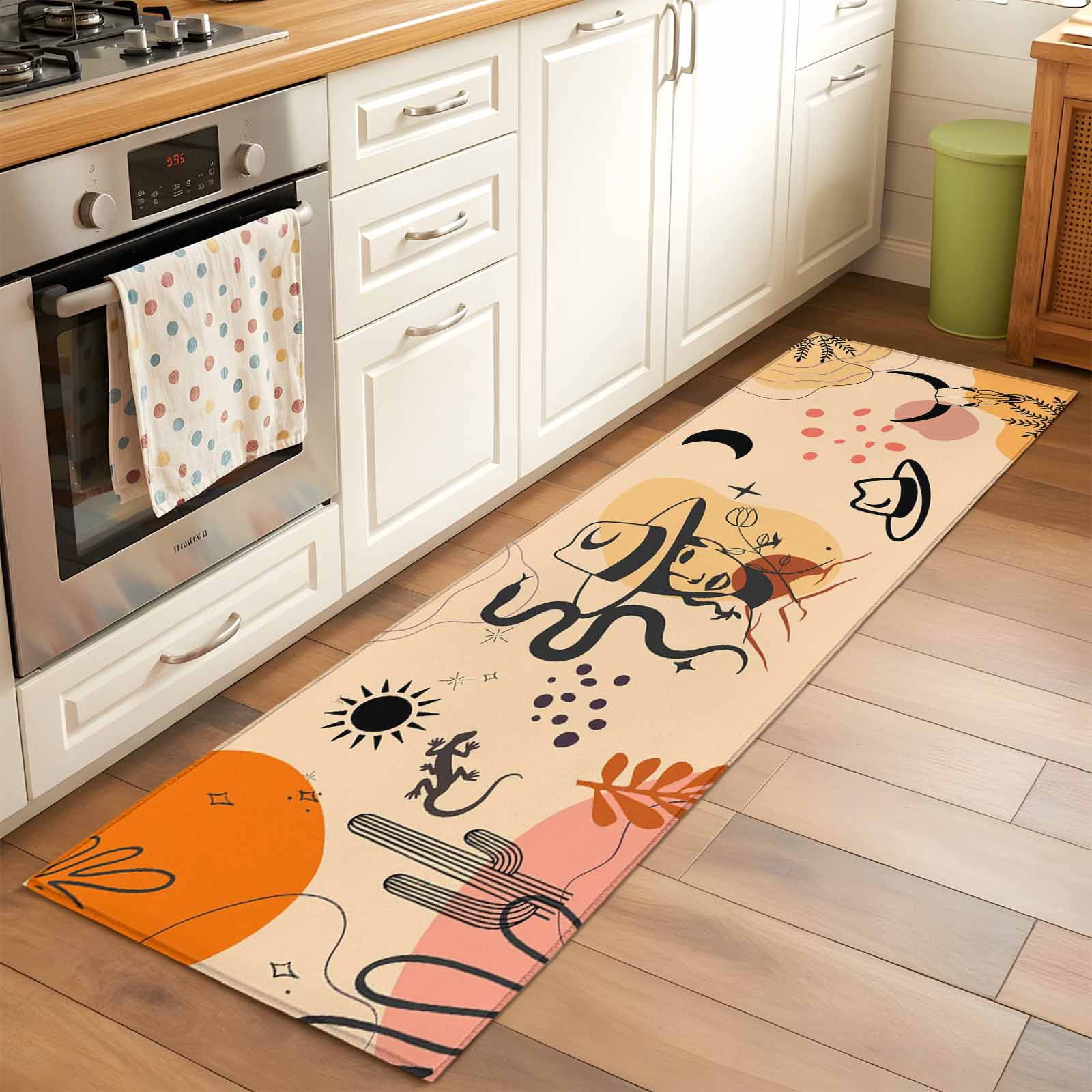 2x6 Kitchen Runner Rug, Western Boho Non-Skid Rubber Backing Large ...