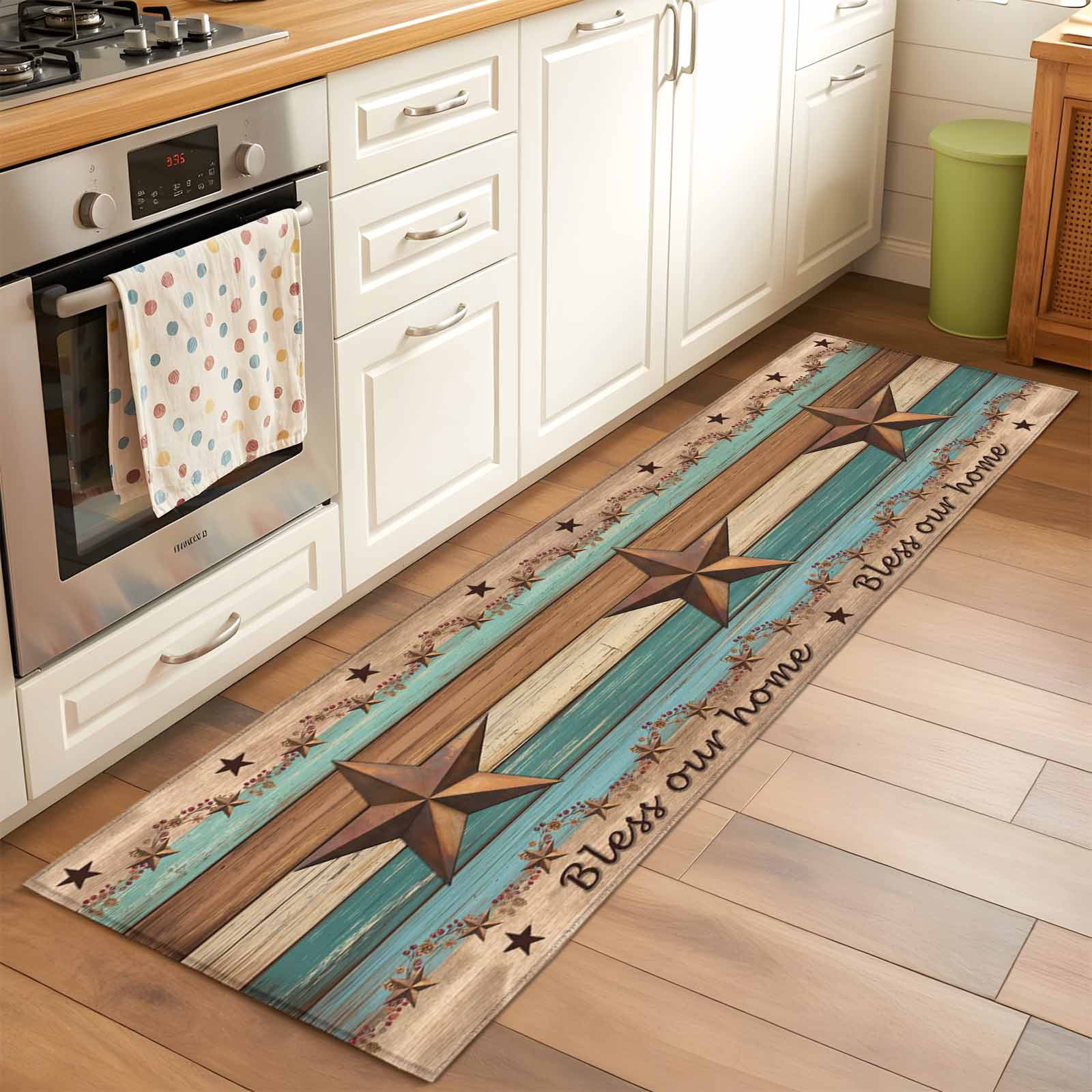 2x6 Kitchen Runner Rug, Western Texas Star Retro Non-Skid Rubber ...