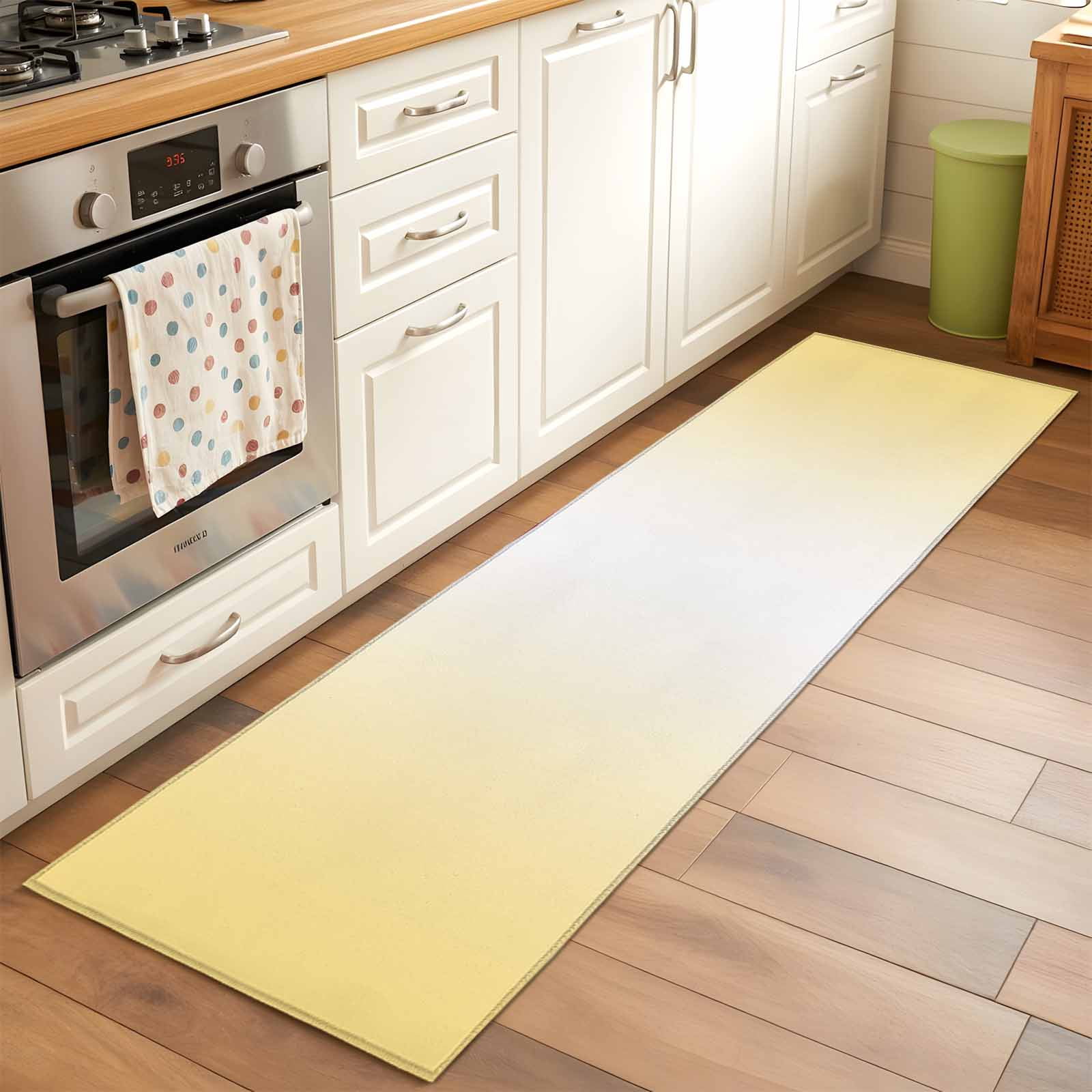 2x6 Kitchen Runner Rug, Yellow Ombre Non-Skid Rubber Backing Large ...