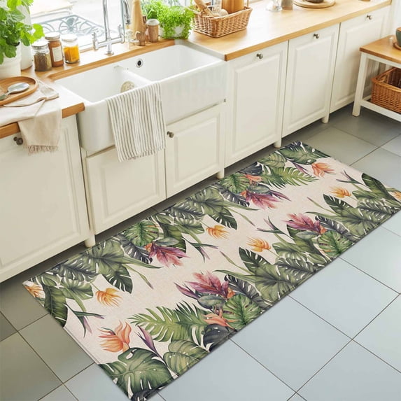 2x6 Palm Tree Leaves Branch Runner Rug for Hallway, Washable Non Slip ...