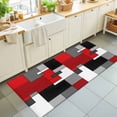 2x6 Red Black Gray Runner Rug for Hallway, Washable Non Slip Low Pile ...