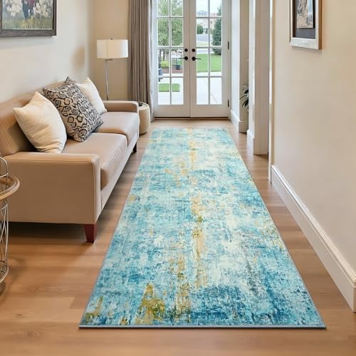 2x6 Teal Blue Rug Runners for Hallways Kitchen Runner Rug Non Slip ...