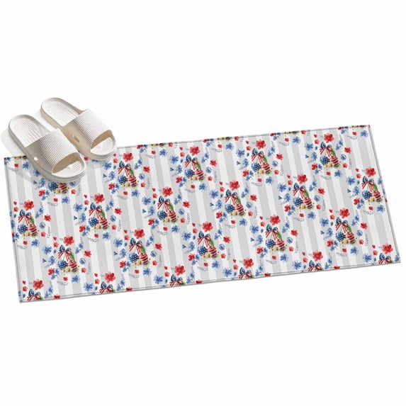 2x6 Washable Area Rugs,4th of July Blue Red Flower Non-Slip Ultra Soft ...