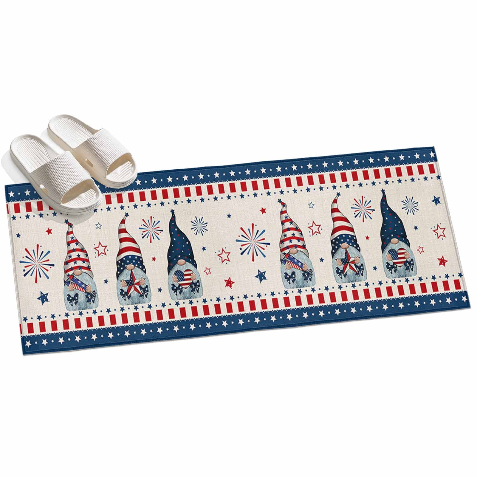 2x6 Washable Area Rugs,4th of July Gnomes Patriotic Stars Hearts ...