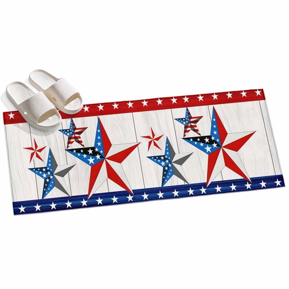 2x6 Washable Area Rugs,American Flag Star on Wood Board Non-Slip Ultra ...