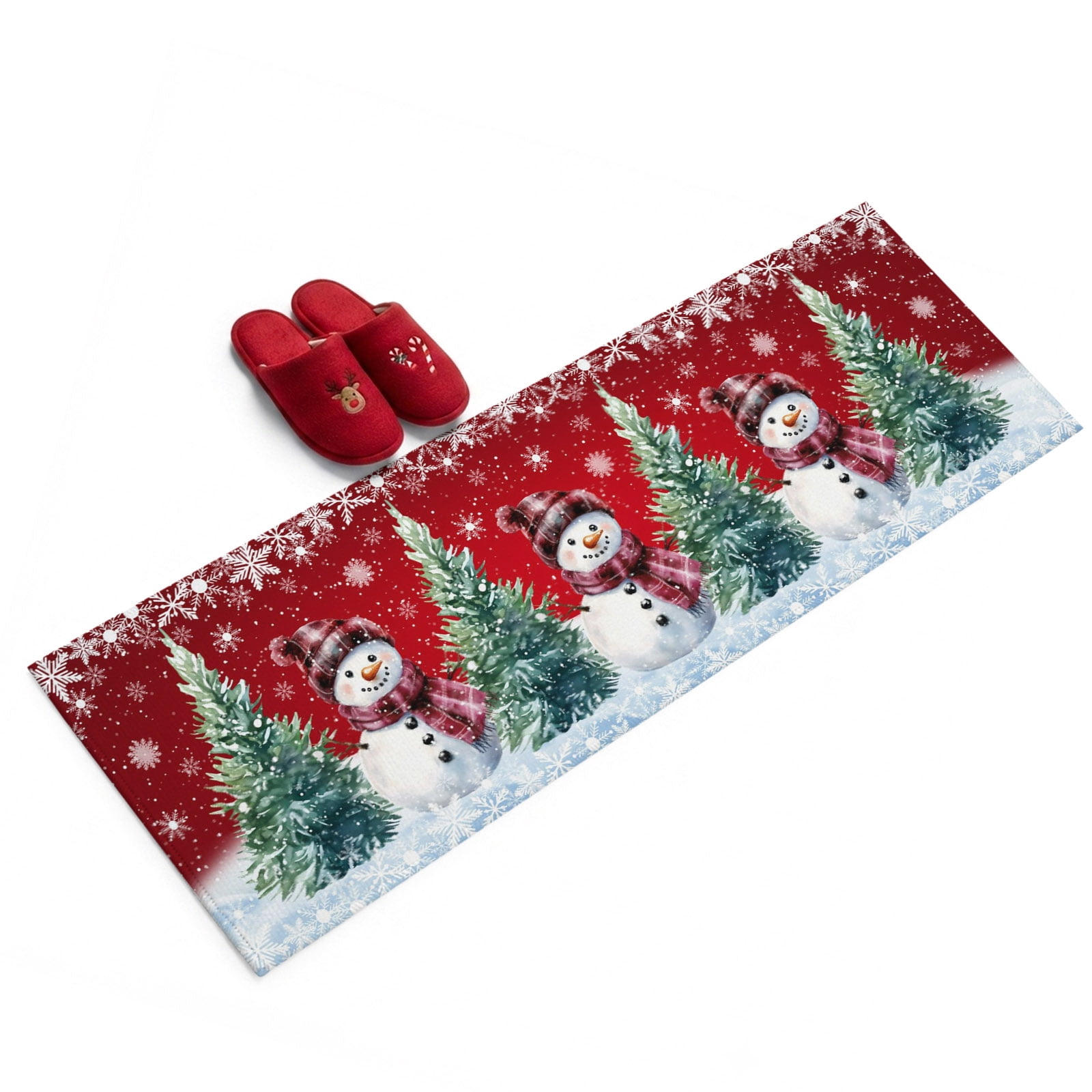 2x6 Washable Area Rugs,Christmas Trees Cute Snowman Non-Slip Ultra Soft ...