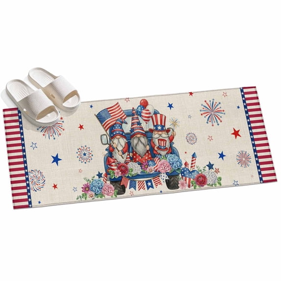 2x6 Washable Area Rugs,Independence Day Gnome Flower Truck Non-Slip ...