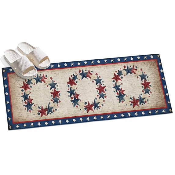 2x6 Washable Area Rugs,Independence Day Red Blue Stars Non-Slip Ultra ...