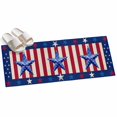 2x6 Washable Area Rugs,Rustic Blue Star on Red White Striped Non-Slip ...
