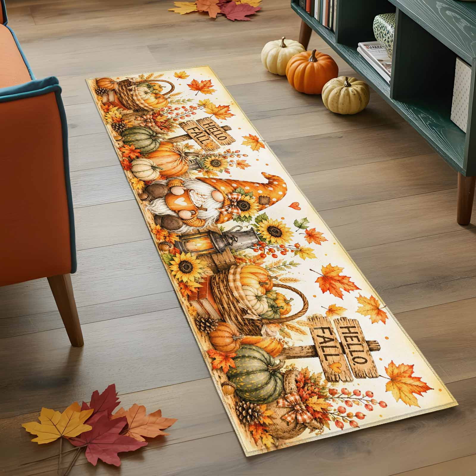 2x6 Washable Area Rugs,Thanksgiving Harvest Pumpkin Non-Slip Soft Rug ...