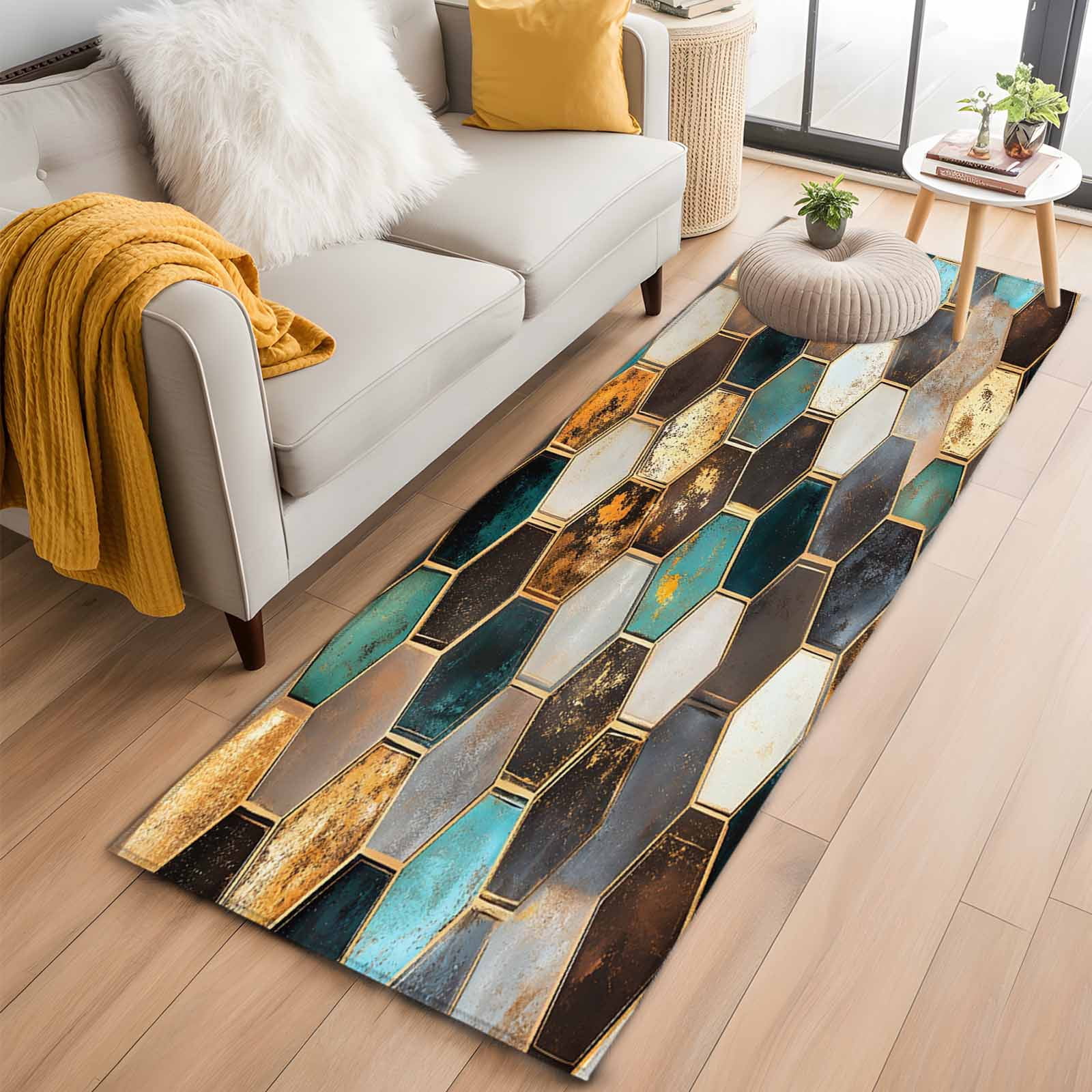 2x6 Washable Runner Rug, Geometric Pattern Non-Slip Hallway Runner for ...