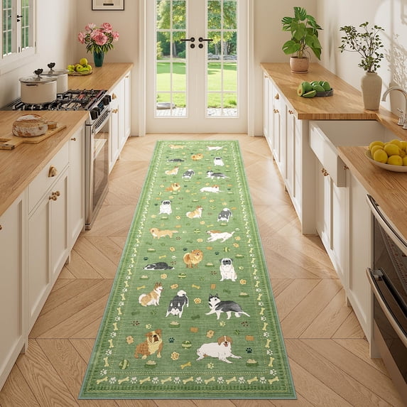 2x6 Washable Runner Rug For Hallway Non Slipl Dog Kitchen With Low Pile ...