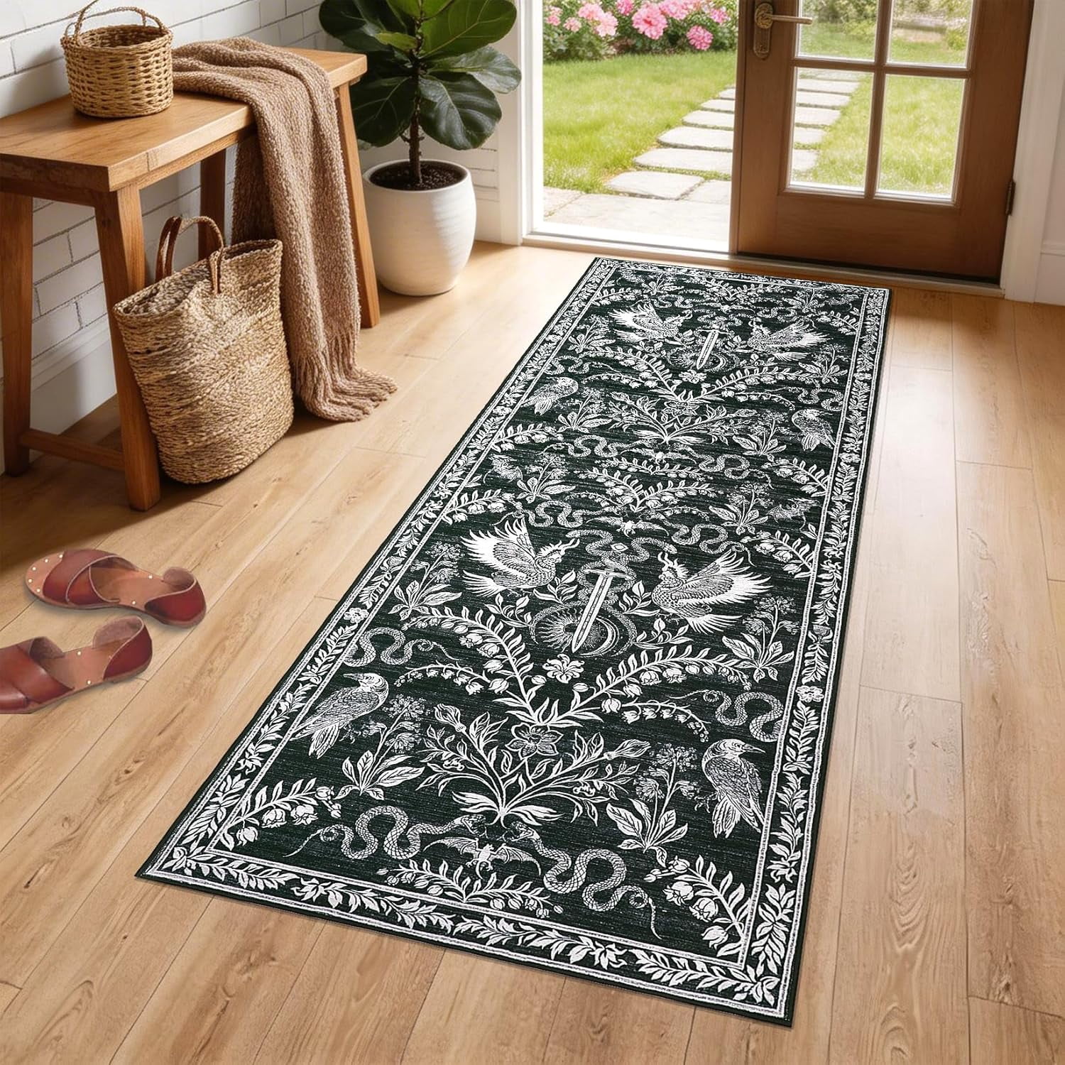 2x6 Washable Runner Rug, Non-Slip Gothic Hallway Carpet, Easy Care ...