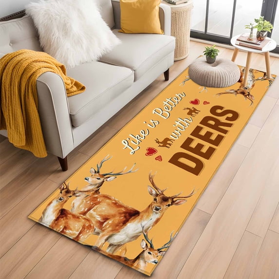2x6 Washable Runner Rug, Orange Deer Non-Slip Hallway Runner for ...