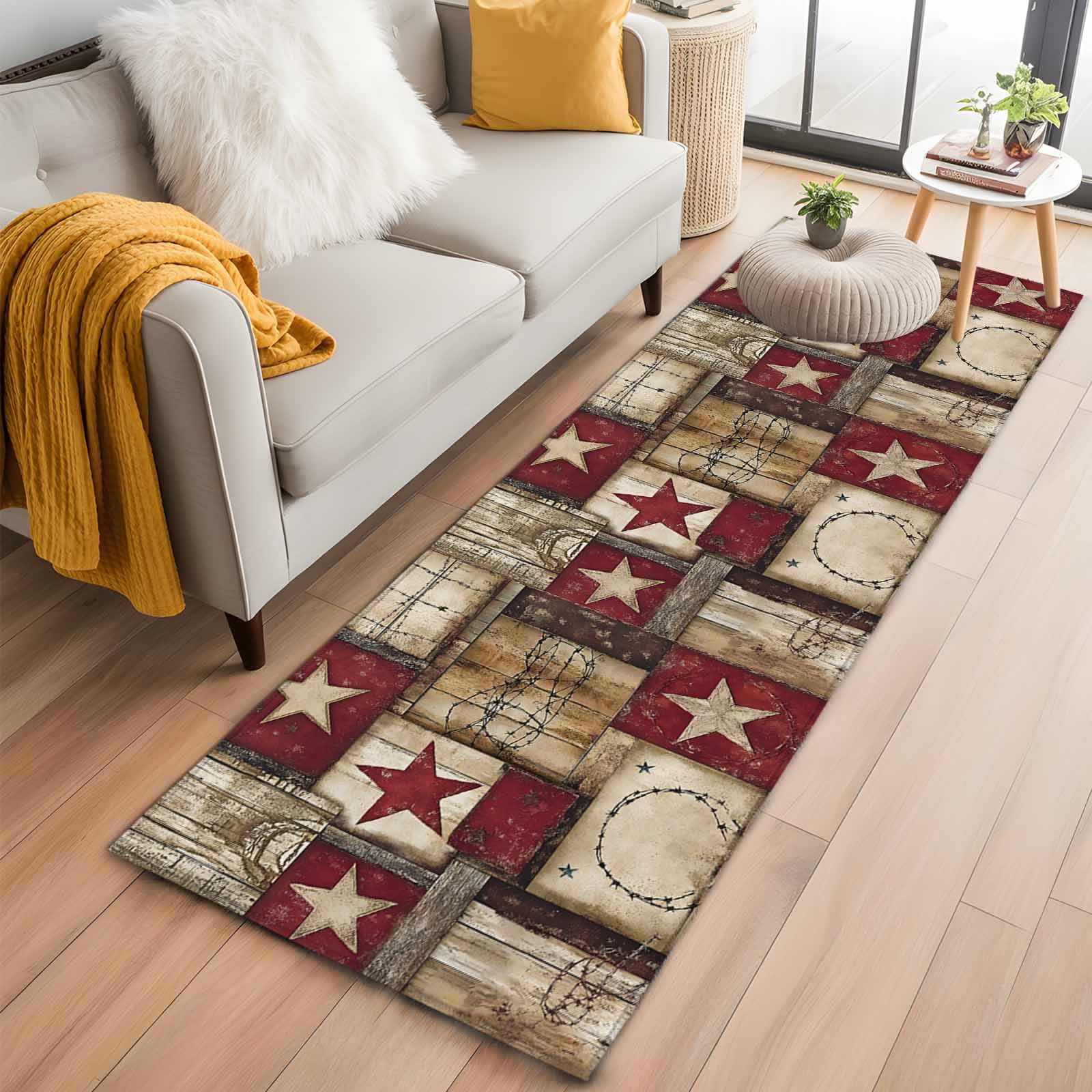 2x6 Washable Runner Rug, Western Red Non-Slip Hallway Runner for ...
