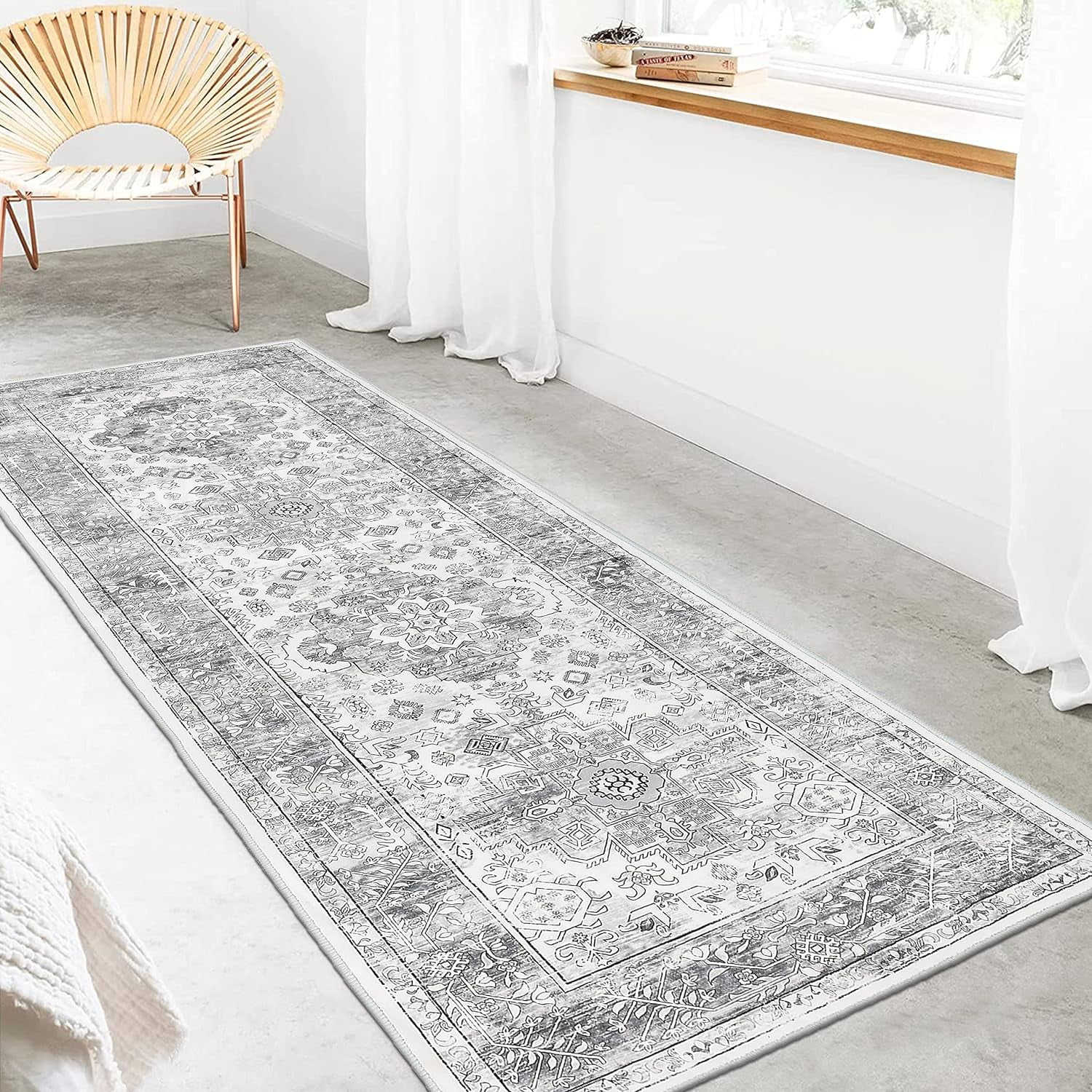 2x6 ft Boho Area Rug, Yamaziot Floral Runner Rug for Hallway, Laundry ...