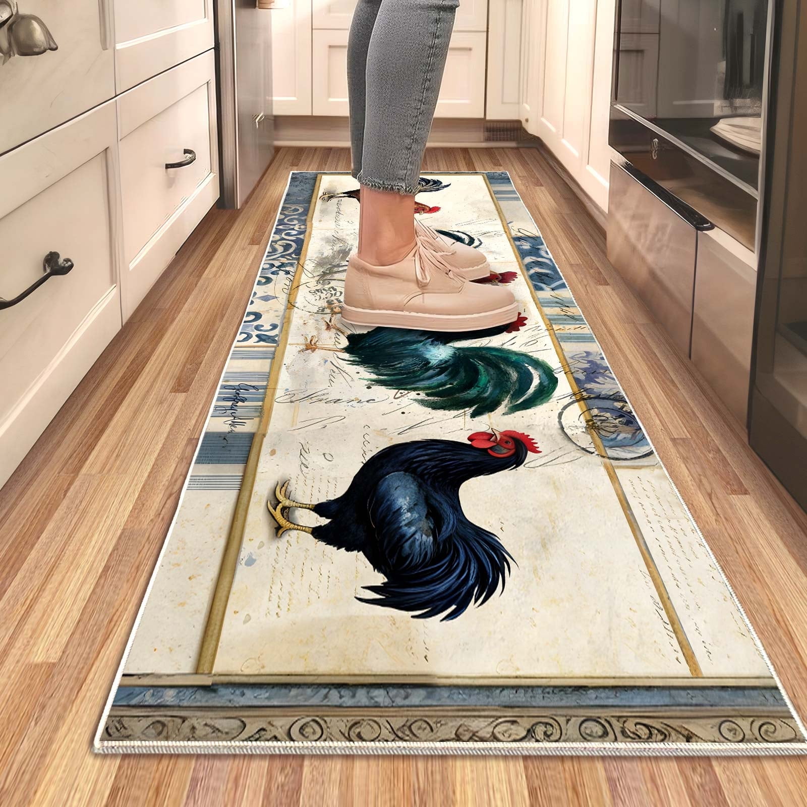 2x6 ft Rooster Hallway Runner Rugs, Chicken Area Rug Entryway Laundry ...