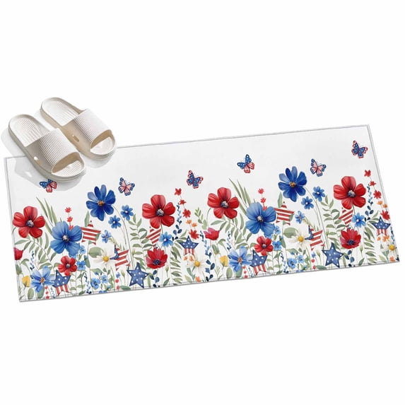 2x6ft Area Rug,4th of July Blue Red Flower Butterfly Washable Large ...