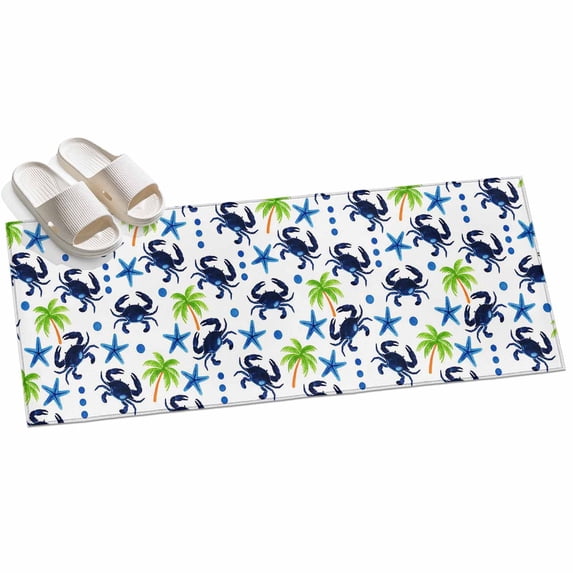 2x6ft Area Rug,Abstract Blue Crab Starfish Washable Large Rugs Soft Non ...