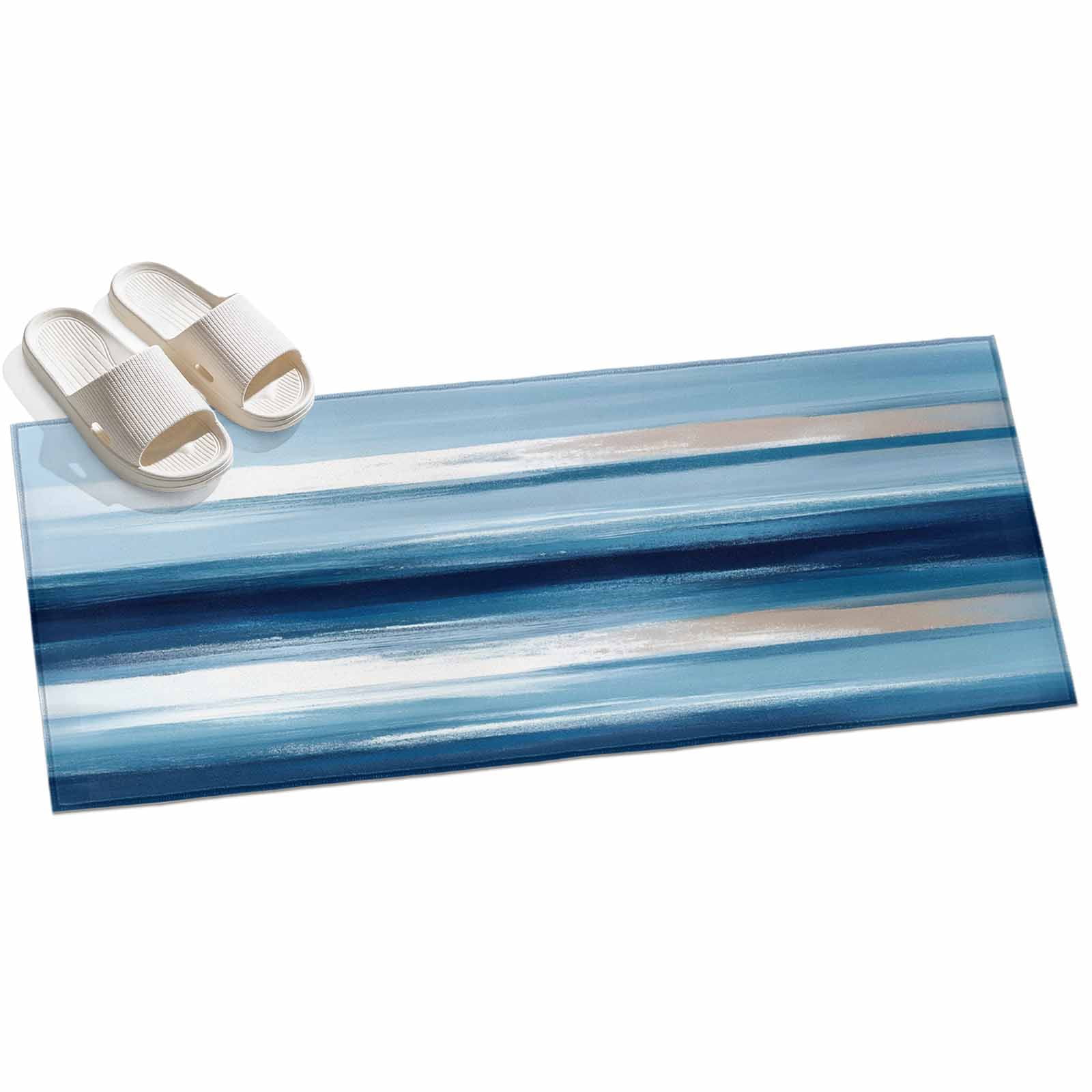 2x6ft Area Rug,Abstract Watercolor Blue Ripple Washable Large Rugs Soft ...