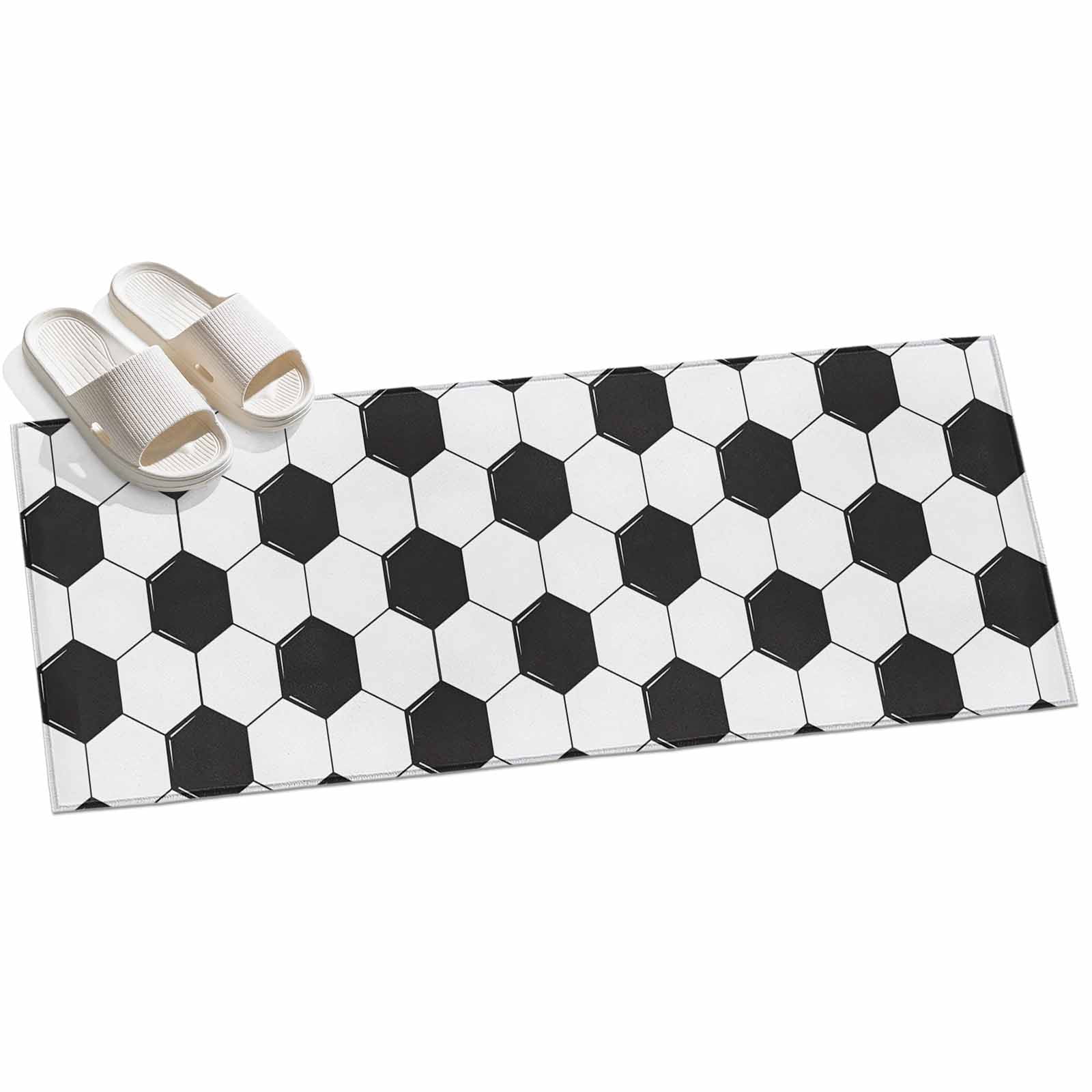 2x6ft Area Rug,Black White Soccer Skin Washable Large Rugs Soft Non ...