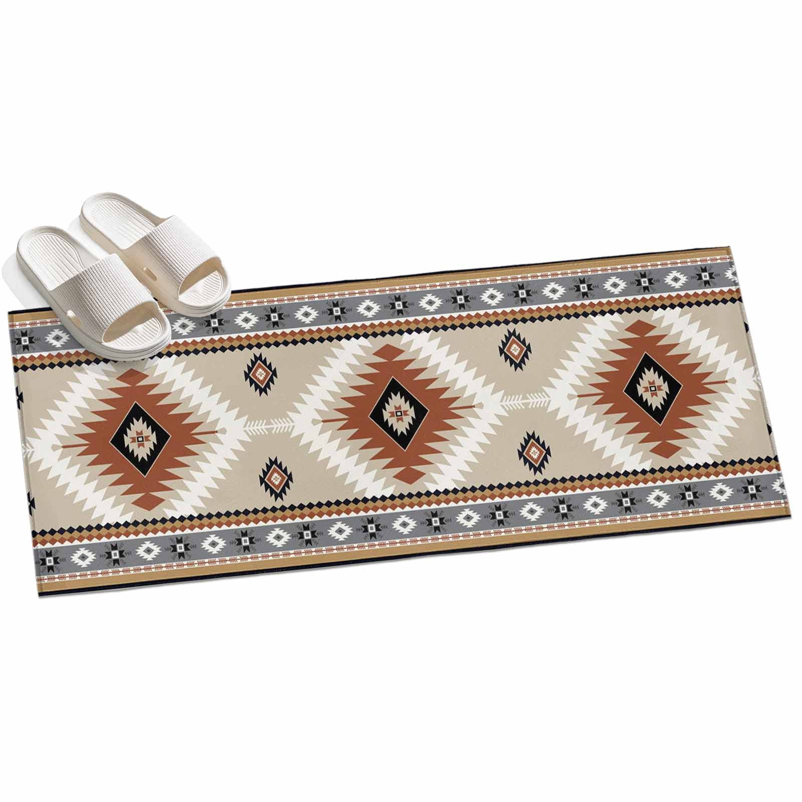 2x6ft Area Rug,Classic Aztec Orange Pattern Washable Large Rugs Soft ...