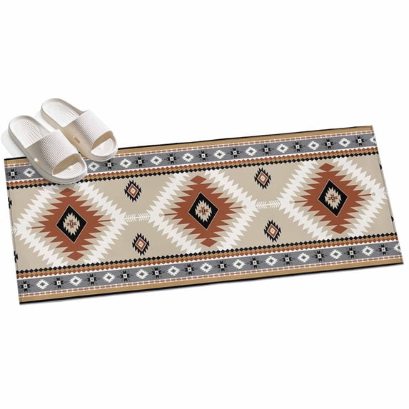 2x6ft Area Rug,Classic Aztec Orange Pattern Washable Large Rugs Soft ...