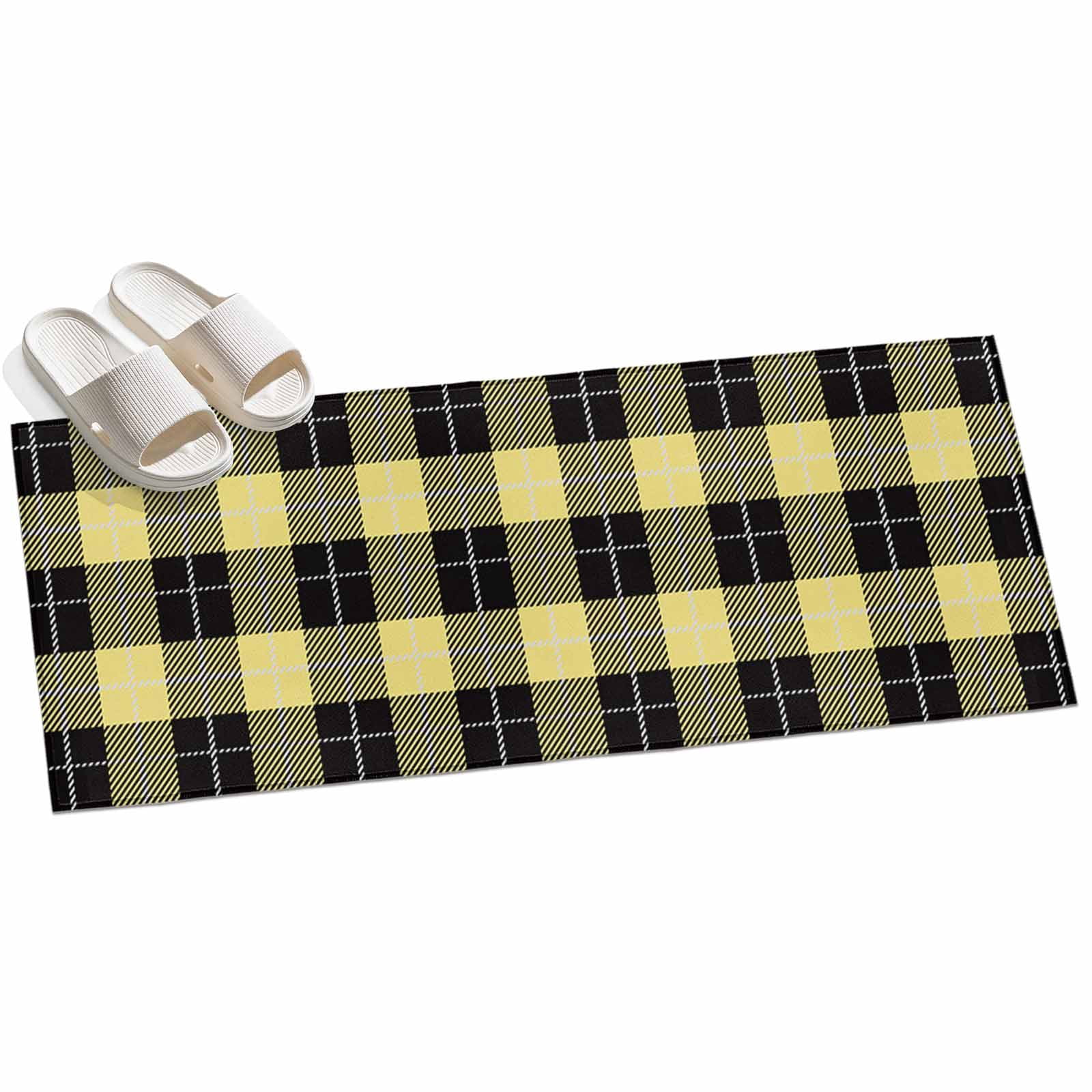 2x6ft Area Rug,Classic Yellow Black Buffalo Check Washable Large Rugs ...
