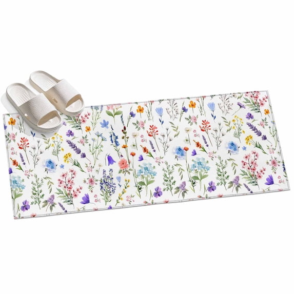 2x6ft Area Rug,Country Colorful Flower Leaf Wildflower Herb Washable ...