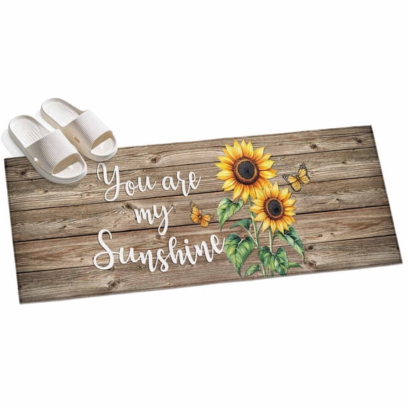 2x6ft Area Rug,Country Sunflower Butterfly Green Leaves Washable Large ...