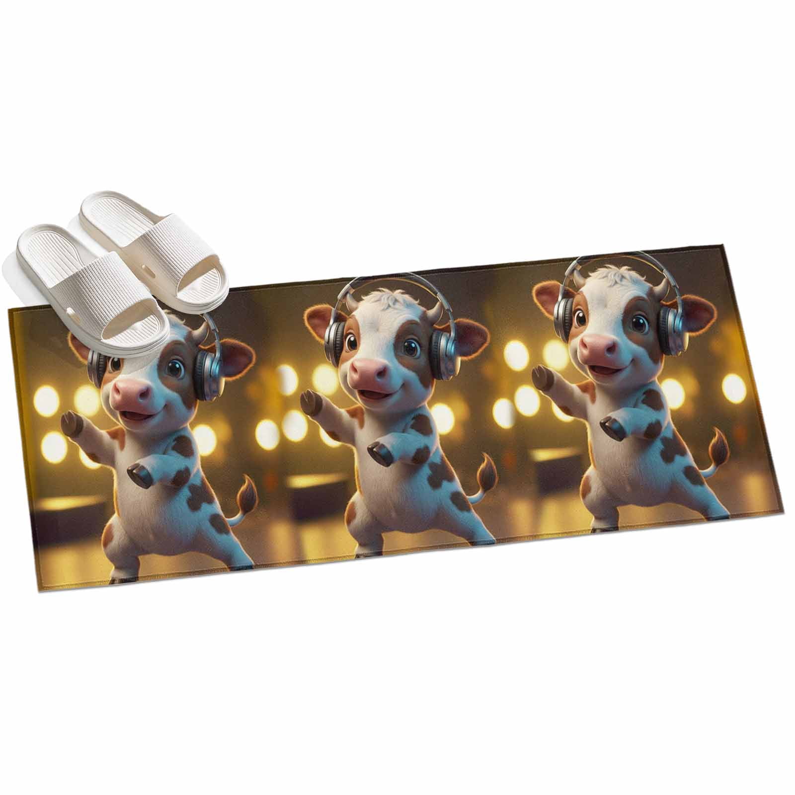 2x6ft Area Rug,Countryside Cows with Headphones Washable Large Rugs ...