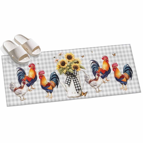 2x6ft Area Rug,Farm Chicken Blossom Floral Washable Large Rugs Soft Non ...