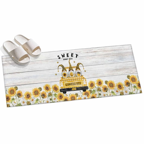 2x6ft Area Rug,Farm Gnome Truck Sunflower Washable Large Rugs Soft Non ...