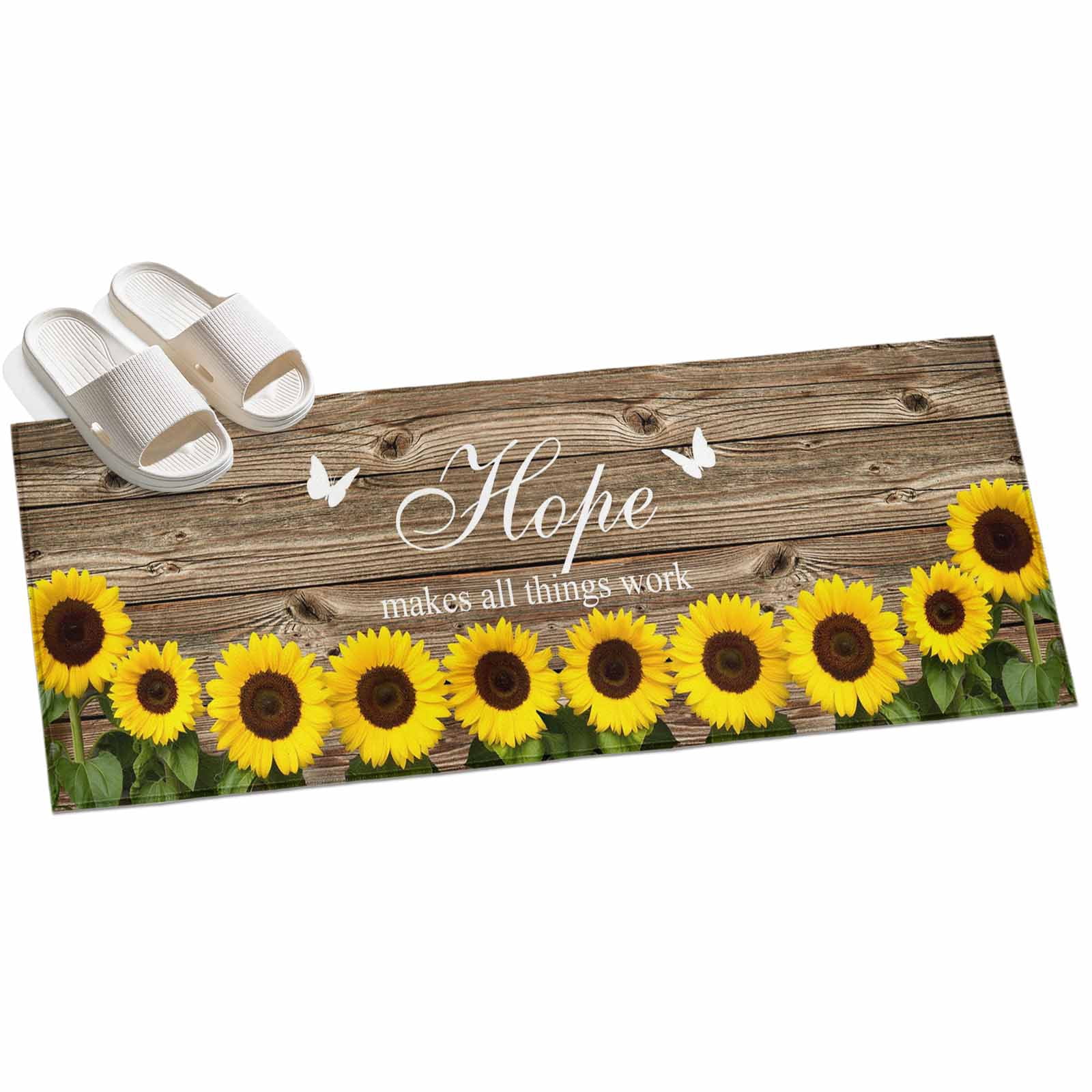 2x6ft Area Rug,Farm Sunflower Positive Energy Quote Washable Large Rugs ...