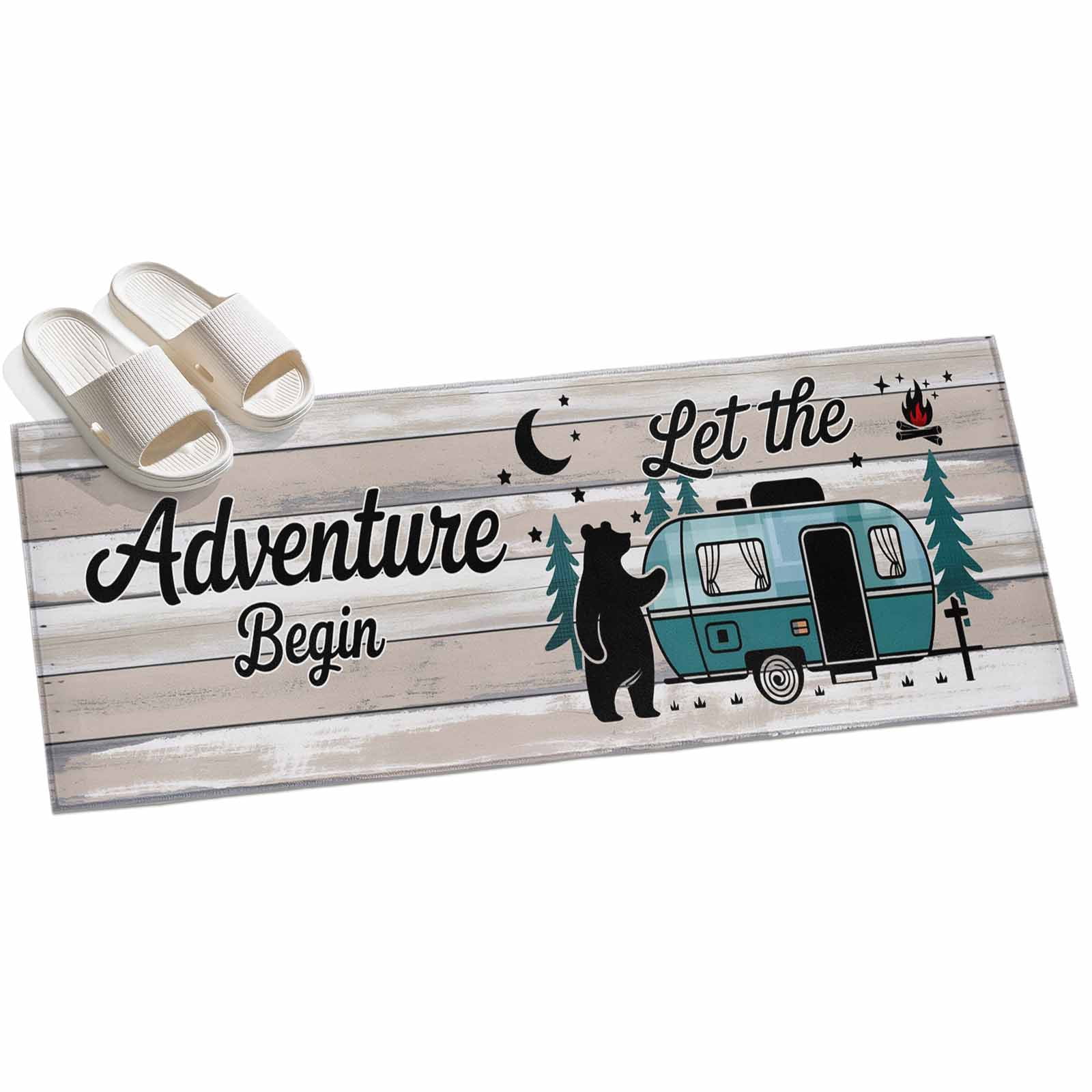 2x6ft Area Rug,Farmhouse Bear Camper Van Tree Washable Large Rugs Soft ...