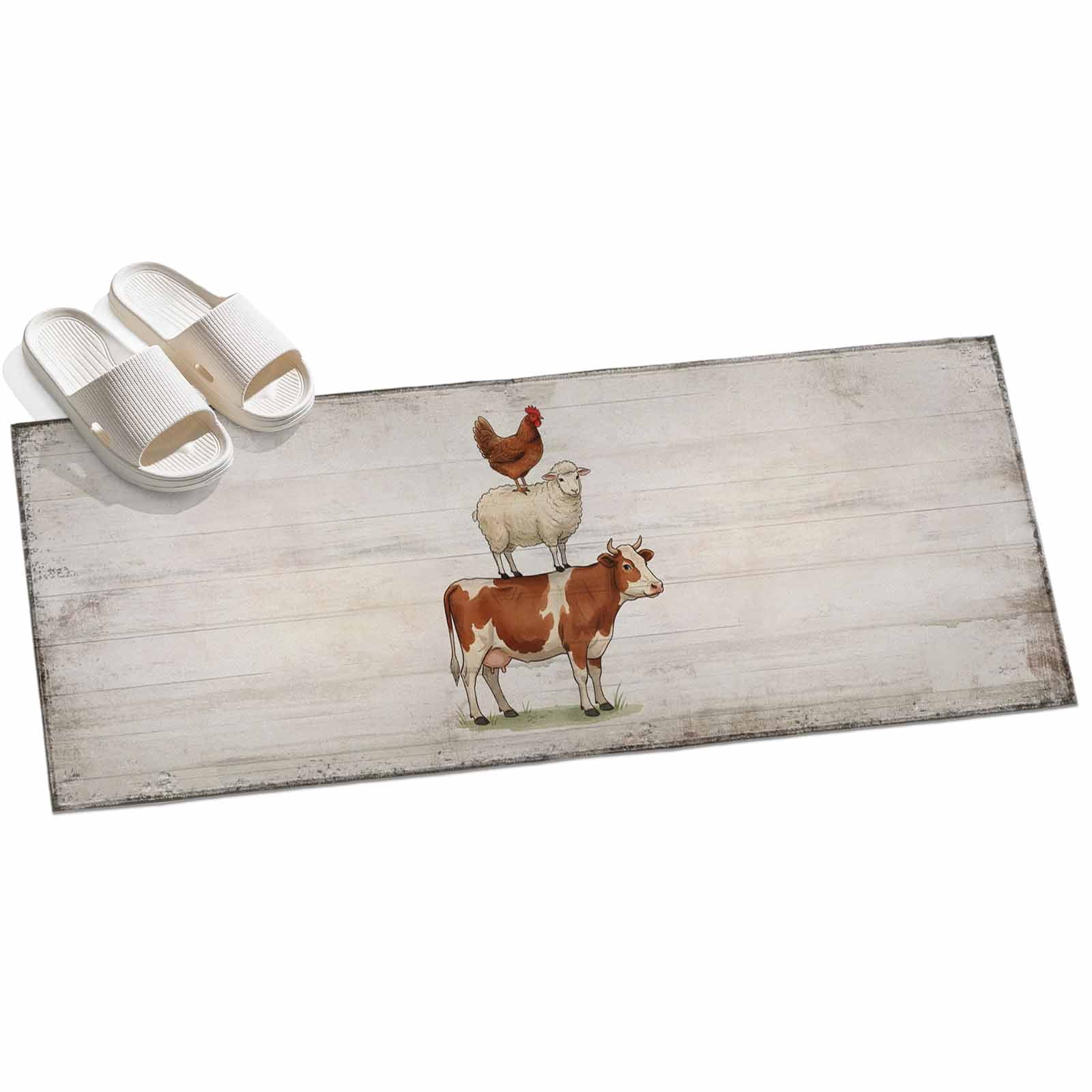 2x6ft Area Rug,Farmhouse Cow Sheep Chicken Washable Large Rugs Soft Non ...