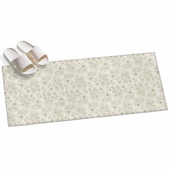 2x6ft Area Rug,Farmhouse Green Floral Sketch Art Washable Large Rugs ...