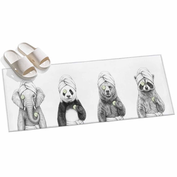 2x6ft Area Rug,Funny Animal SPA Sketch Art Washable Large Rugs Soft Non ...