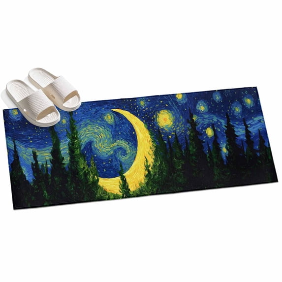 2x6ft Area Rug,Giant Moon Forest Expressionist Art Washable Large Rugs ...
