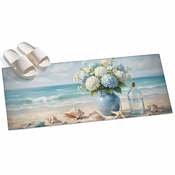 2x6ft Area Rug,Hydrangea Flower Beach Seashell Starfish Washable Large ...