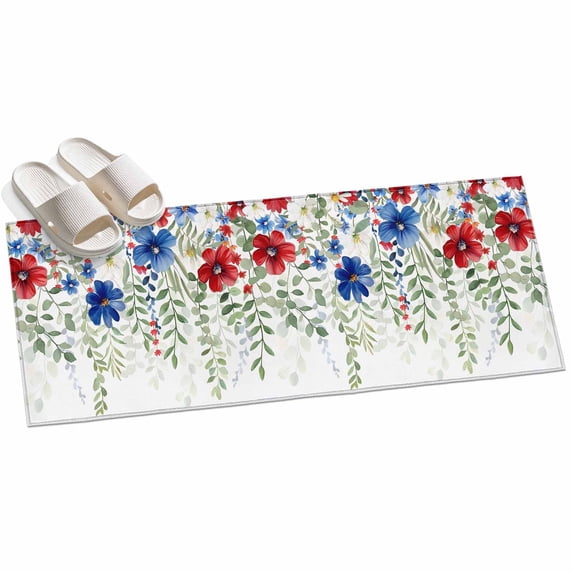2x6ft Area Rug,Independence Day Blue Red Flower Washable Large Rugs ...