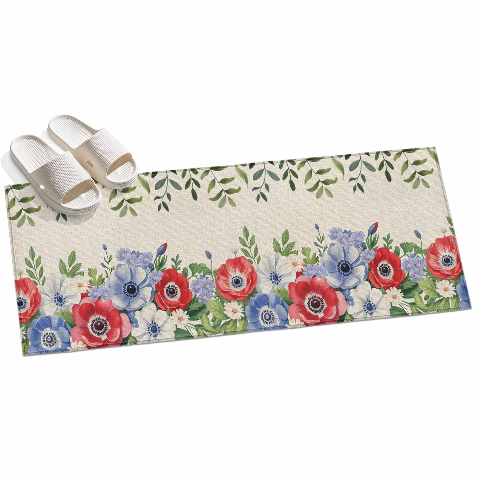 2x6ft Area Rug,Independence Day Red Blue Poppy Washable Large Rugs Soft ...
