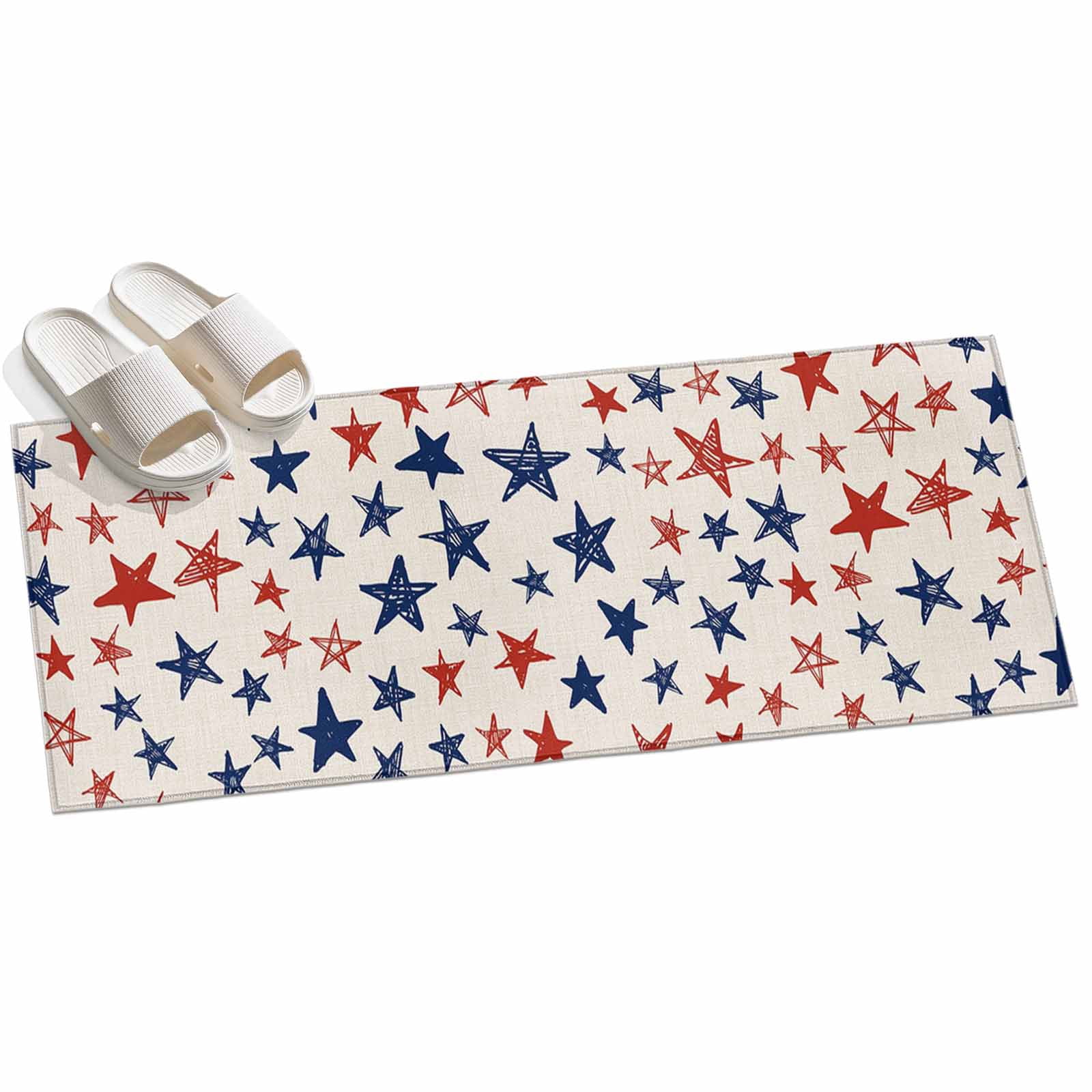 2x6ft Area Rug,Independence Day Red Blue Star Seamless Large Rugs Soft ...
