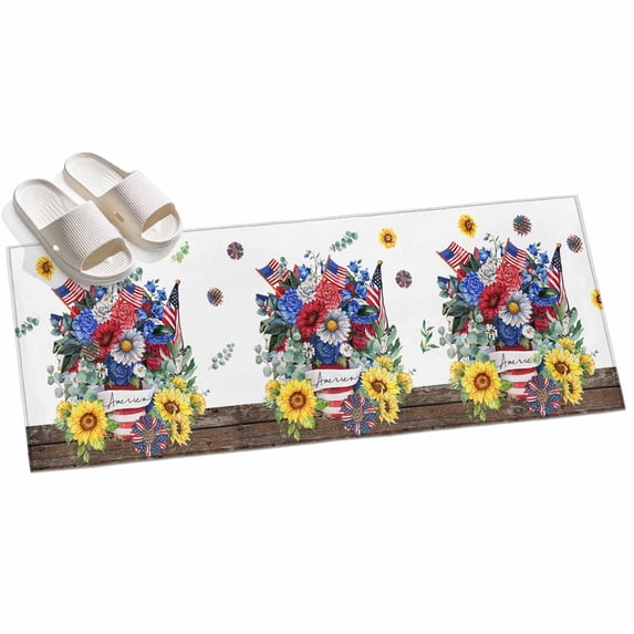 2x6ft Area Rug,Independence Day Sunflower USA Flag Washable Large Rugs ...