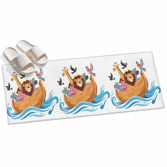 2x6ft Area Rug,Lion Giraffe Bird Boat Ocean Waves Washable Large Rugs ...