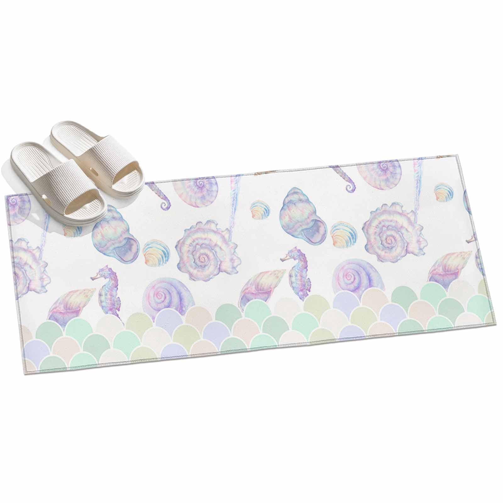2x6ft Area Rug,Ocean Seahorse Conch Shell Washable Large Rugs Soft Non ...